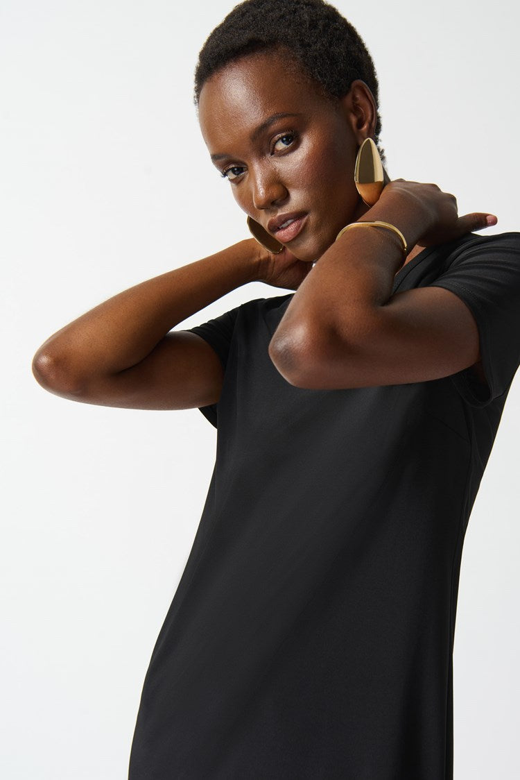 Silky Straight Dress with Fringe-Black – Benjamin's & Libba's